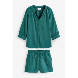 next Pyjama Geknöpfter Shorty-Schlafanzug in Knitteroptik (2 tlg)