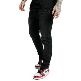 SikSilk Straight-Jeans SikSilk Jeans Herren STRAIGHT CUT RECYCLED DENIM SS-18037 Black