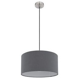 Pendelleuchte Deckenlampe Essbereich Hängeleuchte Textilschirm rund anthrazit, Metall Stoff, 1x E27, DxH 40x140 cm, Wohnzimmer