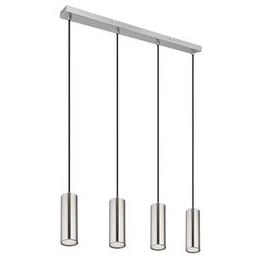 Hängeleuchte silber Pendelleuchte Esszimmerlampe 4-flammig Deckenleuchte hängend chrom, Metall nickel, 4x GU10 Fassungen, LxBxH 65x6x120 cm