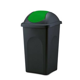 BigDean Mülleimer 60 L XL schwarz Grün Schwingdeckel Müllsammler Abfalleimer Mülltonn