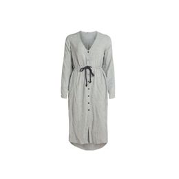 Moscow Design Blusenkleid Blouse Tunic Dress gestreiftes Kleid mit Bindekordel in Grau (1-tlg)