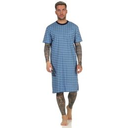Normann Pyjama Herren Nachthemd kurzarm in Karo Optik