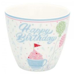 GreenGate Tasse Latte Cup Alma Birthday White