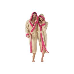 CelinaTex Bademantel Saunamantel Kapuze Fleece Fleece für Sie&Ihn Ohio XS beige pink