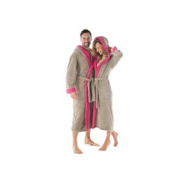 CelinaTex Bademantel Saunamantel Kapuze Fleece Fleece für Sie&Ihn Ohio XS taupe pink