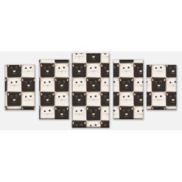 wandmotiv24 Mehrteilige Bilder Schachbrett aus schwarzen und weißen Katzen