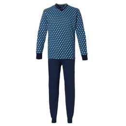 PASTUNETTE Schlafanzug Herren Pyjama mit langem Arm (2 tlg) Baumwolle