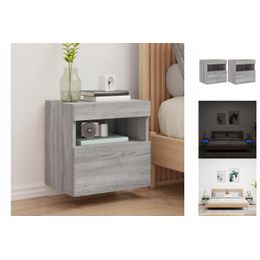 vidaXL Kleiderschrank TV-Wandschränke mit LED-Leuchten 2 Stk Grau Sonoma 40x30x40 cm