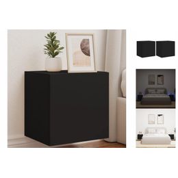 vidaXL Kleiderschrank TV-Wandschränke mit LED-Leuchten 2 Stk Schwarz 40