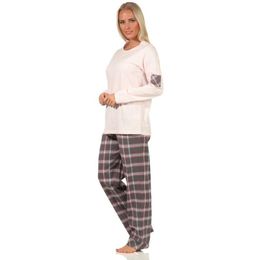 Creative by Normann Pyjama Damen Flanell Pyjama Mix & Match Top Single Jersey