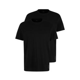 Tom Tailor Herren Doppelpack T-Shirt, schwarz, Logo Print, Gr. S