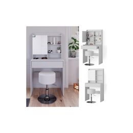 VICCO Schminktisch Frisiertisch Frisierkommode Laura Wei&szlig; Hocker 70x136 cm Spiegelschrank modern Schlafzimmer Kommode Schminkspiegel Schrank Schublade Kosmetiktisch Make-Up-Tisch