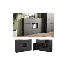 VICCO Sideboard Betti Anthrazit Sonoma 120 x 84 cm 2 T&uuml;ren 2 Schubladen 1 Fach