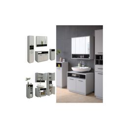 VICCO Badm&ouml;bel-Set Badezimmer-M&ouml;bel Bad-Schrank Beatrice Grau Anthrazit modern Badezimmerschrank Waschtischunterschrank Spiegelschrank Midischrank Hochschrank Schrankt&uuml;r Schrankfach