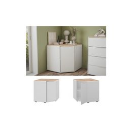 VICCO Eckkommode Betti Wei&szlig; Sonoma 78 x 78 cm Wohnzimmer 1 T&uuml;r