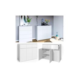 VICCO Kommode RUBEN Wei&szlig; Schubladen 120 cm Sideboard Mehrzweckschrank Schrank