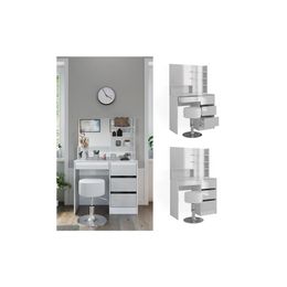 VICCO Schminktisch Sherry Wei&szlig; Hochglanz 90 x 75 cm Spiegel Regal Hocker modern