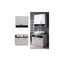 VICCO Badm&ouml;bel-Set Badezimmer-M&ouml;bel Bad-Schrank Beatrice Grau Anthrazit modern Badezimmerschrank Waschtischunterschrank Spiegelschrank Schrankt&uuml;r Schrankfach