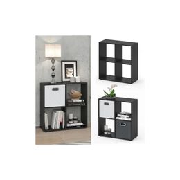 VICCO Raumteiler Tatra 4 F&auml;cher Schwarz 70 x 70 cm - Regal B&uuml;cherregal Standregal Aktenregal Raumtrenner