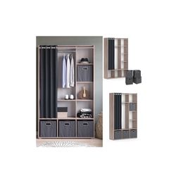 VICCO Kleiderschrank Schlafzimmerschrank Garderobe Luigi Sonoma Faltbox 106 x 178 cm modern Schrankregal Organizer Vorhang Kleiderstange Fächer Aufbewahrung Ablage