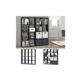 VICCO Raumteiler KARREE 16 F&auml;cher Schwarz - B&uuml;cherregal Regal Standregal B&uuml;roregal