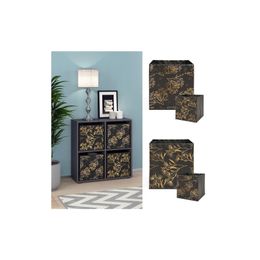 VICCO Raumteiler W&uuml;rfelregal Standregal Tetra Schwarz Faltbox Wohnzimmer Regal 73x72 cm modern Ablage 4 F&auml;cher Dekoregal Ordnerregal Aufbewahrung