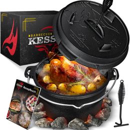 Kesser&reg; Dutch Oven Set BBQ Feuertopf Schmortopf, Gusseisen Topf mit Deckelheber Henkel und Schlitz f&uuml;r Themormeter, kochkessel Grilltopf Gulaschkessel f&uuml;r Oudoor & Indoor