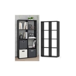 VICCO Raumteiler Scutum 8 F&auml;cher Schwarz 140 x 72 cm - Regal B&uuml;cherregal Standregal Aktenregal Raumtrenner