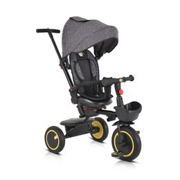 Byox Dreirad Tricycle Orion faltbar, PU-Reifen, drehbarer Sitz, Schiebestange gelb