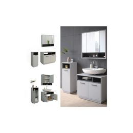 VICCO Badm&ouml;bel-Set Badezimmer-M&ouml;bel Bad-Schrank Beatrice Grau Anthrazit modern Badezimmerschrank Waschtischunterschrank Spiegelschrank Midischrank Schrankt&uuml;r Schrankfach