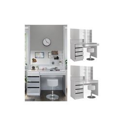VICCO Schminktisch Sherry Wei&szlig; Hochglanz 120 x 75 cm Spiegel Regal Hocker modern