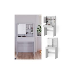 VICCO Schminktisch Frisiertisch Frisierkommode Laura Wei&szlig; 70x136 cm Spiegelschrank modern Schlafzimmer Kommode Schminkspiegel Schrank Schublade Kosmetiktisch Make-Up-Tisch