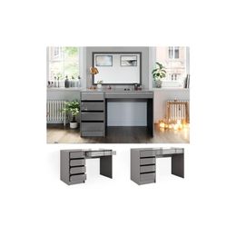 VICCO Schminktisch Frisiertisch Frisierkommode Sherry Grau 120x75 cm modern Schlafzimmer Kommode Schublade Ablage Aufbewahrung Kosmetiktisch Make-Up-Tisch Hochglanz