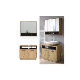 VICCO Badm&ouml;bel-Set Badezimmer-M&ouml;bel Bad-Schrank Beatrice Eiche Anthrazit modern Badezimmerschrank Waschtischunterschrank Spiegelschrank Schrankt&uuml;r Schrankfach