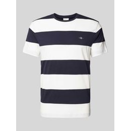 Gant T-Shirt mit Streifenmuster und Label-Stitching