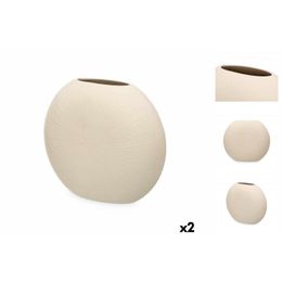 Gift Decor Dekovase Vase Beige aus Keramik 36 x 34 x 16 cm 2 Stück kreisförmig