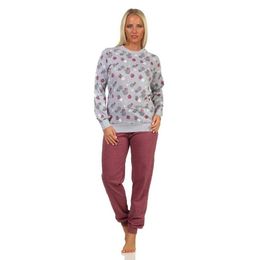 Normann Pyjama Damen Schlafanzug mit Bündchen in Tupfen / Punkte Optik