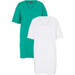 bonprix T-Shirtkleid mit V-Ausschnitt, oversize (2er Pack)
