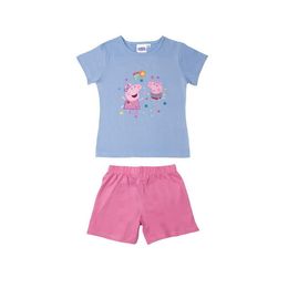 United Labels® Schlafanzug Peppa Wutz Schlafanzug für Mädchen Blau/Pink