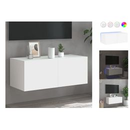 vidaXL TV-Schrank TV-Wandschrank mit LED-Leuchten Weiß 80x35x31 cm