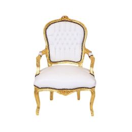 Casa Padrino Besucherstuhl Barock Salon Stuhl Weiß / Gold