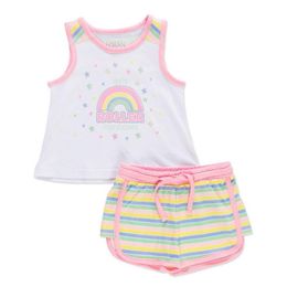 LOSAN T-Shirt & Shorts LOSAN Mädchen 2tlg Set Top Shorts Regenbogen weiß bunt (Set