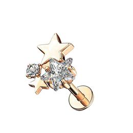 Taffstyle Piercing-Set Piercing Stab mit Sterne für Lippe und Ohr