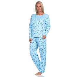 EloModa Pyjama Damen Winter Pyjama Thermo zweiteiliger Schlafanzug