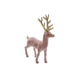 Macosa Home Dekofigur Deko Hirsch stehend beige gold 18 oder 23 cm Weihnachtsdeko