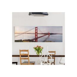 Bilderdepot24 Leinwandbild Skyline Golden Gate Bridge San Francisco blau Bild auf Leinwand XXL