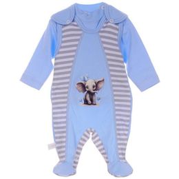 La Bortini Strampler Strampler und Langarmshirt Set Baby Anzug 2tlg 44 50 56 62 68 74 gestreift mit Print