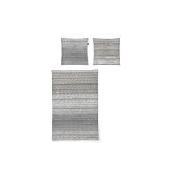 Irisette Bettwäsche Mako-Satin Sky, Streifen, grau, 135 x 200 cm