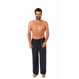 Trend by Normann Pyjama Herren Flanell Schlafanzug Hose lang in Karo Optik aus Baumwolle